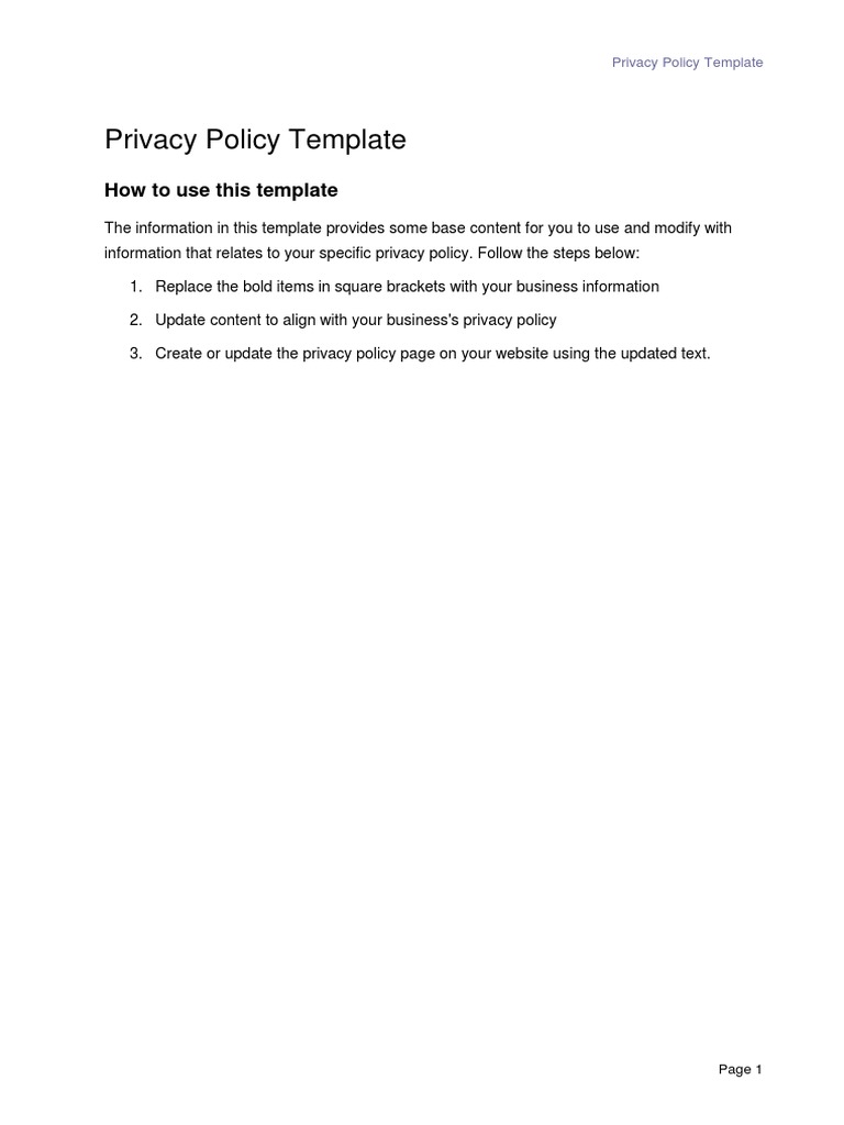 Privacy Policy Template | PDF | Information Sensitivity | Privacy Policy