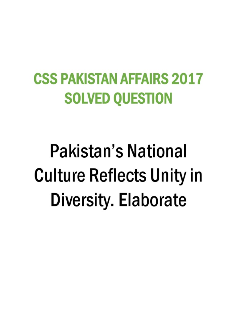 Pakistan National Culture Reflects Unity in Diversity | PDF | Computers