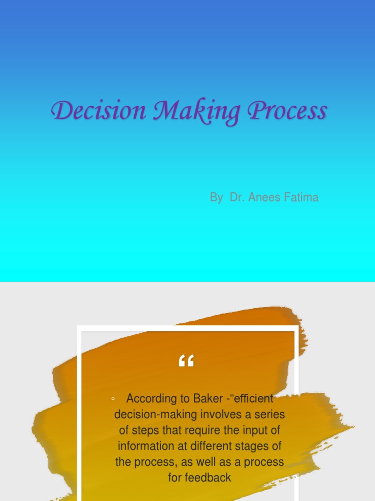 Decision Making Process | PDF | Neuropsychology | Decision Making