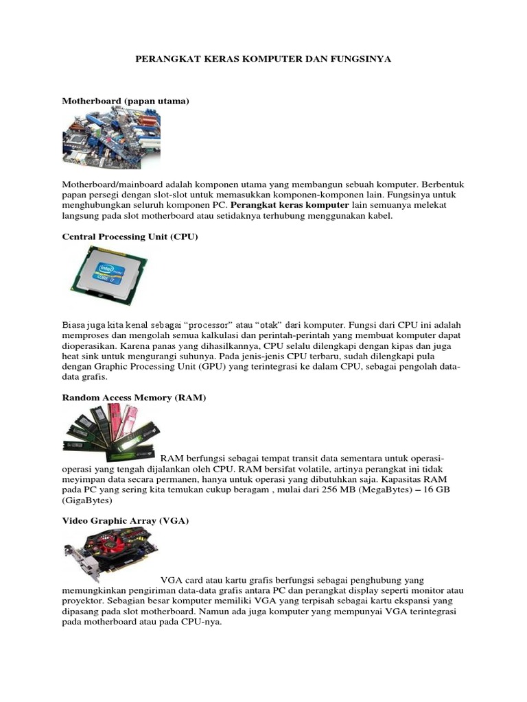 Perangkat Keras Komputer Dan Fungsinya | PDF | Game & Aktivitas | Teknologi & Rekayasa