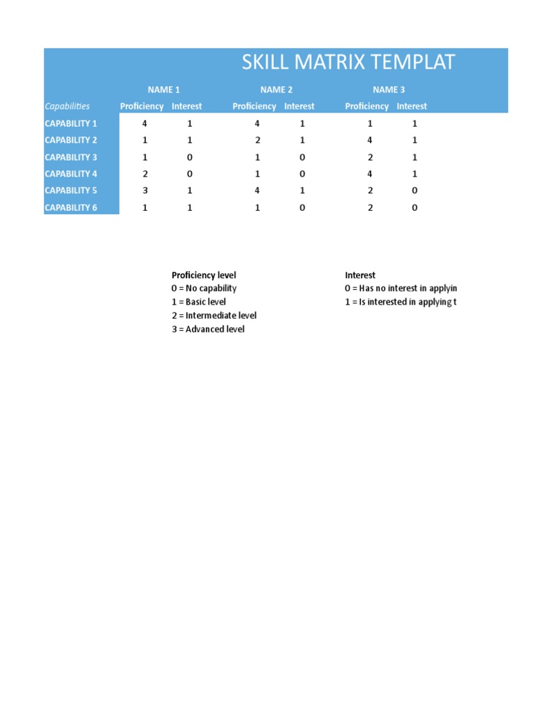 Skill Matrix Excel Template | PDF
