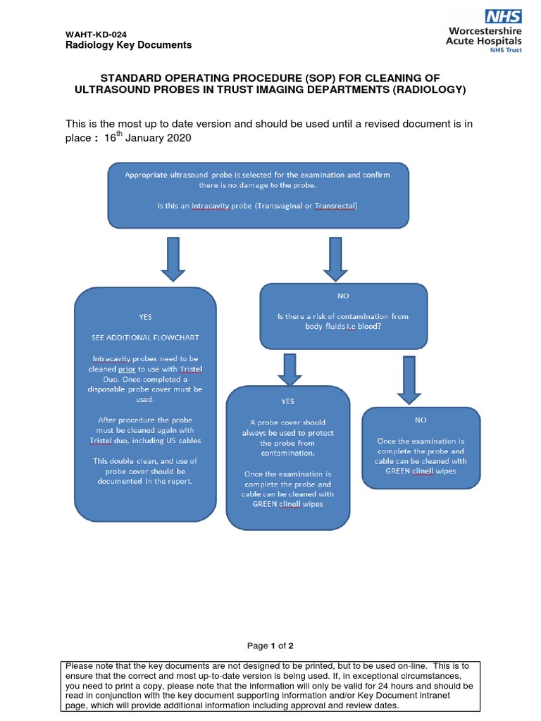 SOP for Cleaning Ultrasound Probes | PDF | Chemical Substances | Chemistry