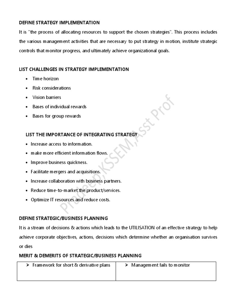 Define Strategy Implementation and Evaluation | PDF | Strategic ...