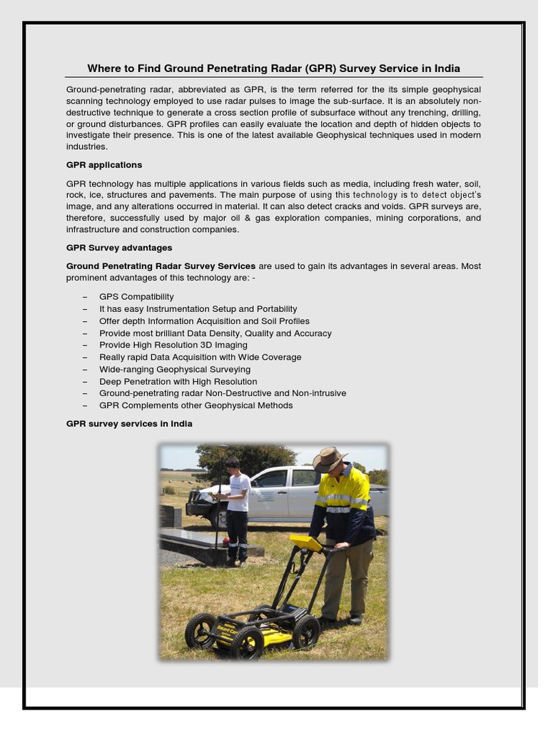 Ground Penetrating Radar Survey Services - GPR Survey Service in India ...