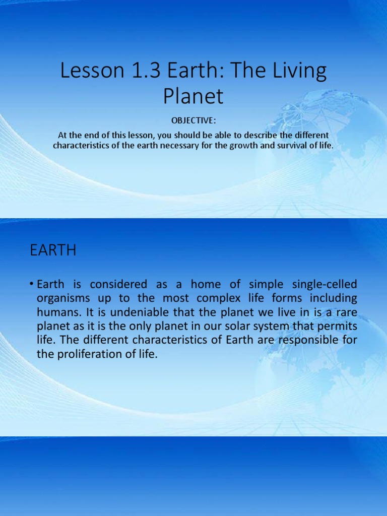 Lesson 1.3 The Living Planet | PDF | Atmosphere Of Earth | Pluto
