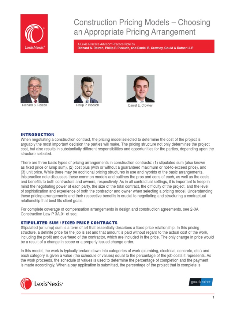 Construction Pricing Models - Choosing An Appropriate Pricing ...