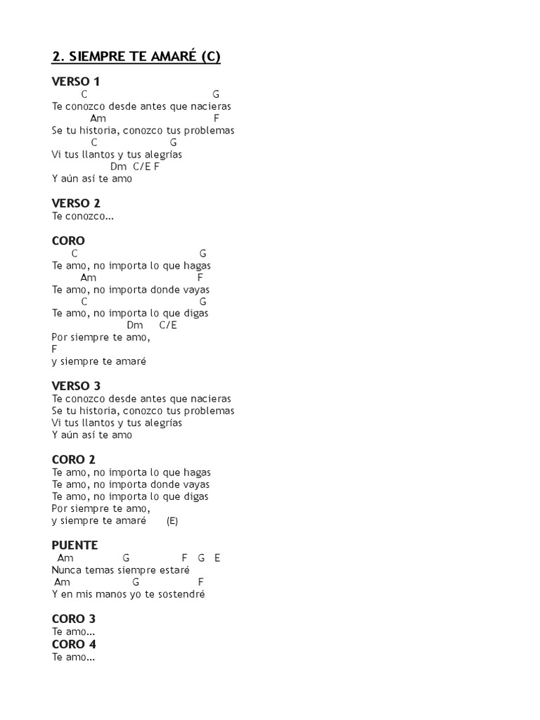 02 Siempre Te Amaré (Acordes) PDF | PDF