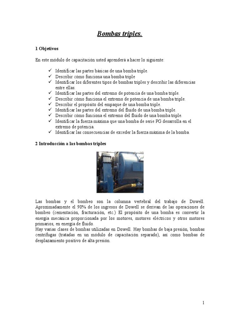 Bombas Triplex | PDF | Bomba | Pistón