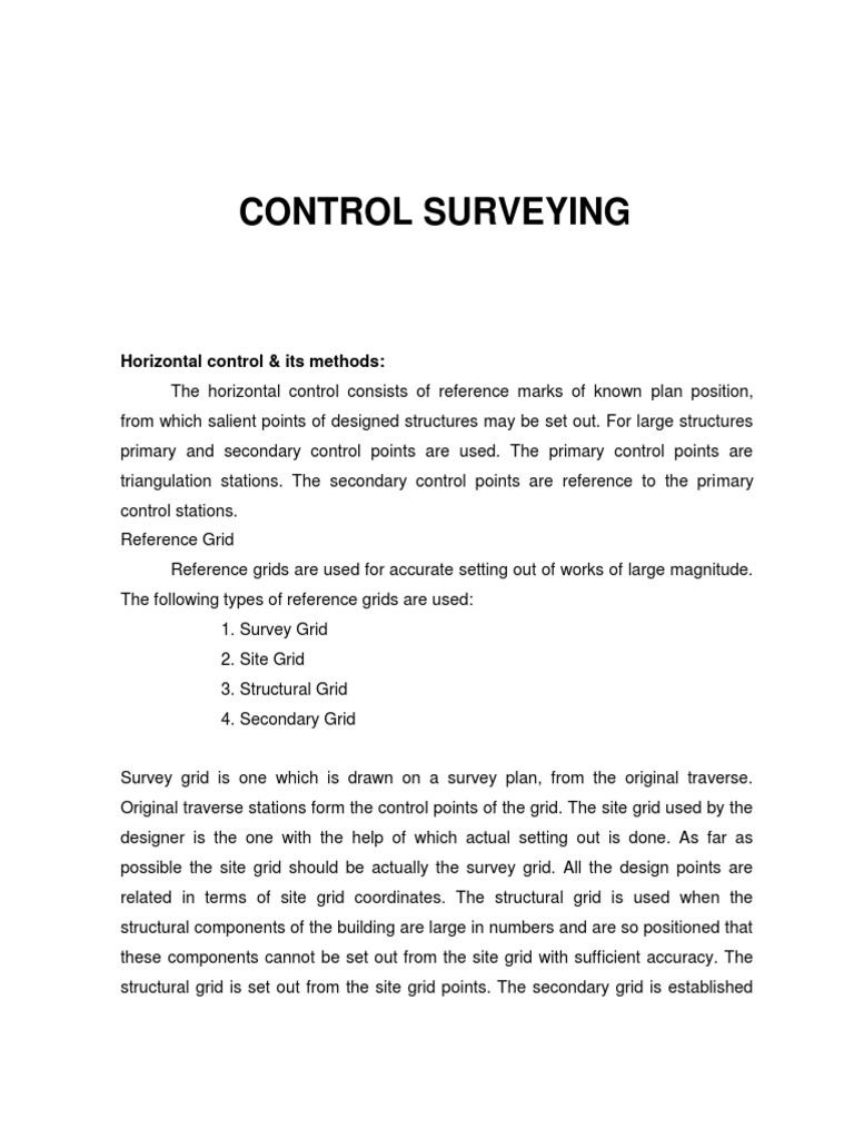 Control Surveying: Horizontal Control & Its Methods | PDF | Surveying | Geodesy