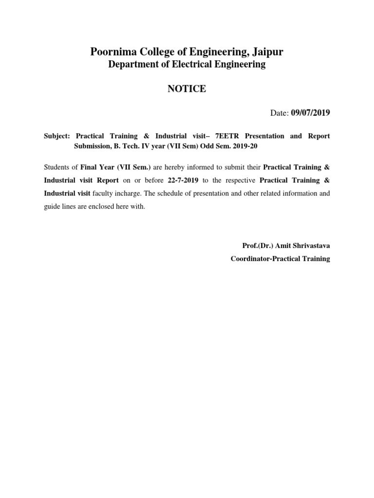 VII Sem Seminar Notice | PDF | Citation | Academic Degree