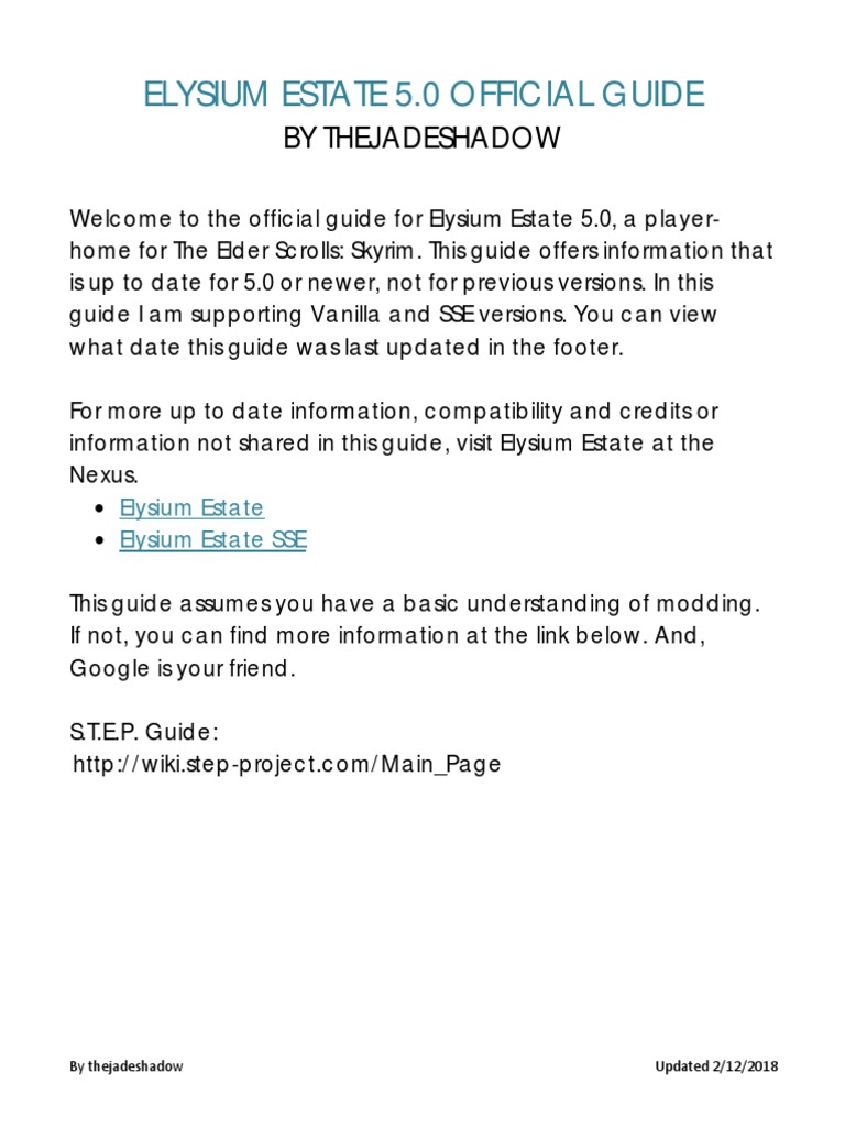 Elysium Estate 5 Guide V 1.2 PDF | PDF | Leisure | Nature