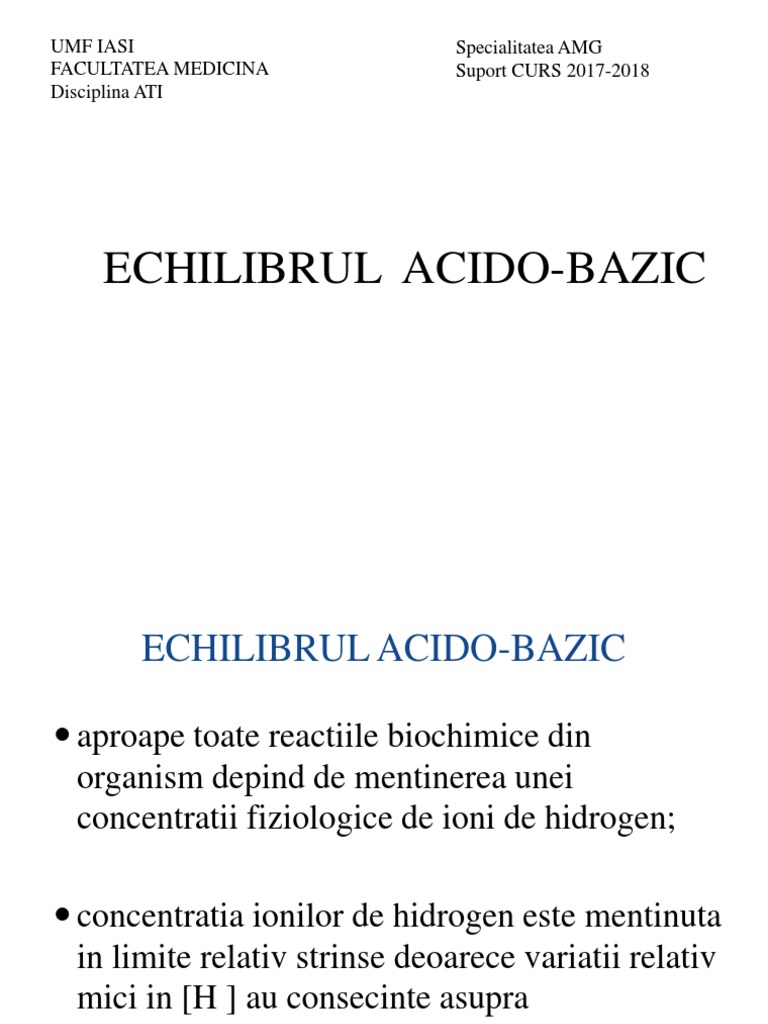 Amg 2017 Curs Echilibrul Acido-Bazic | PDF