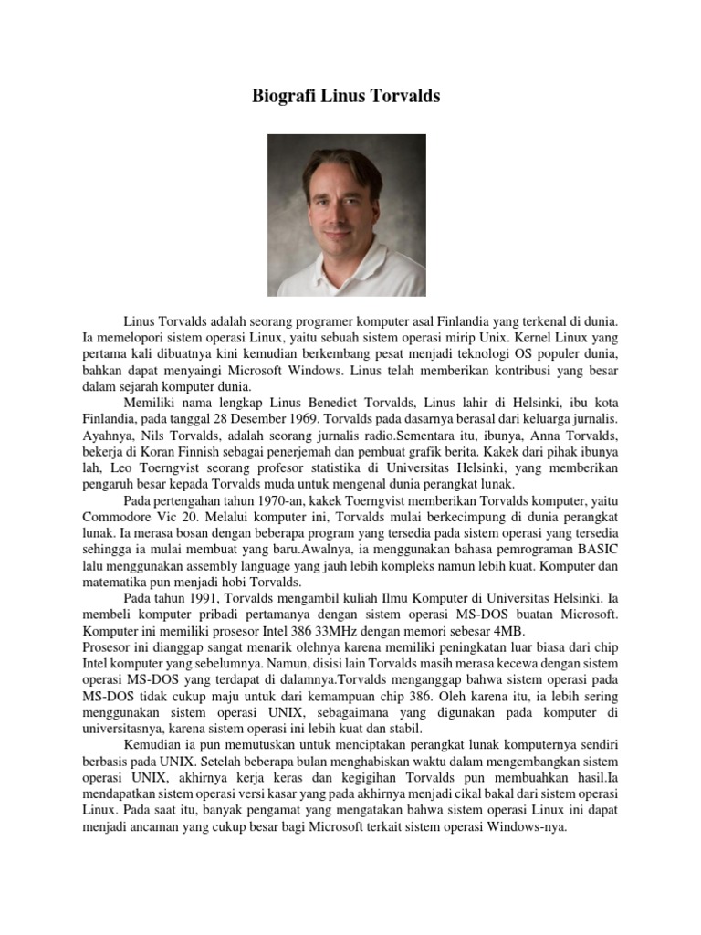 Biografi Linus Torvlads | PDF