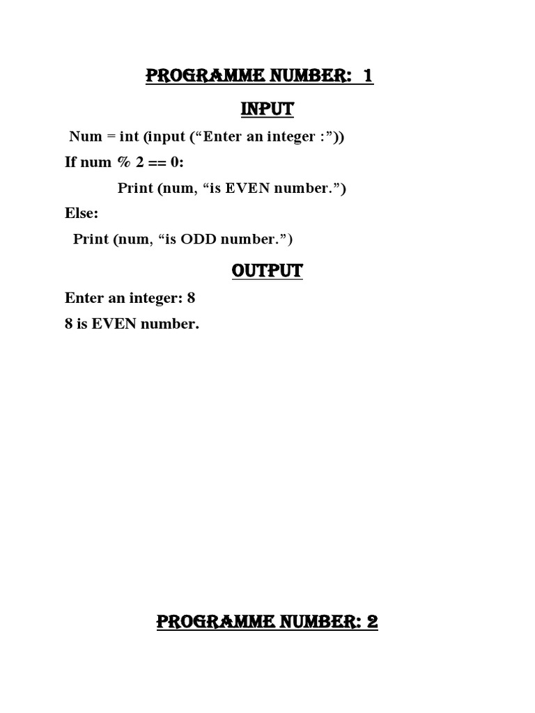 Programme Number: 1 Input | PDF | Software Engineering | Computer ...