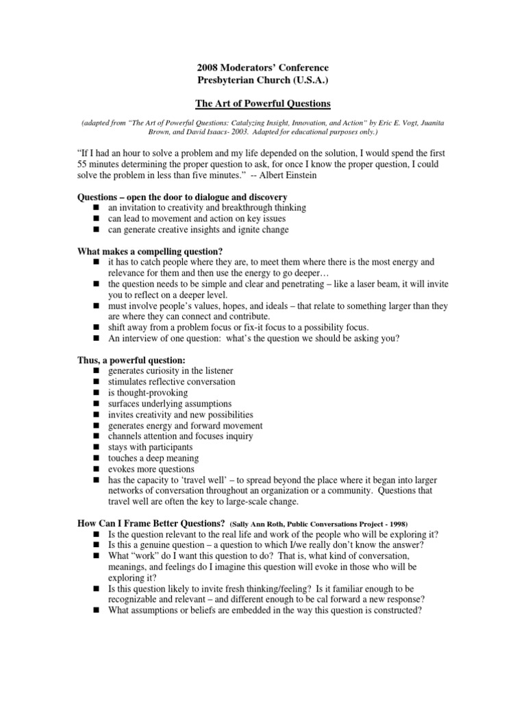 Art of Powerful Questions AAAA | PDF | Conversation | Creativity