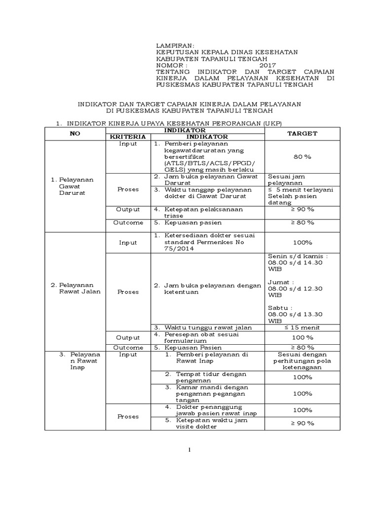 Indikator Capaian Kinerja Puskesmas | PDF