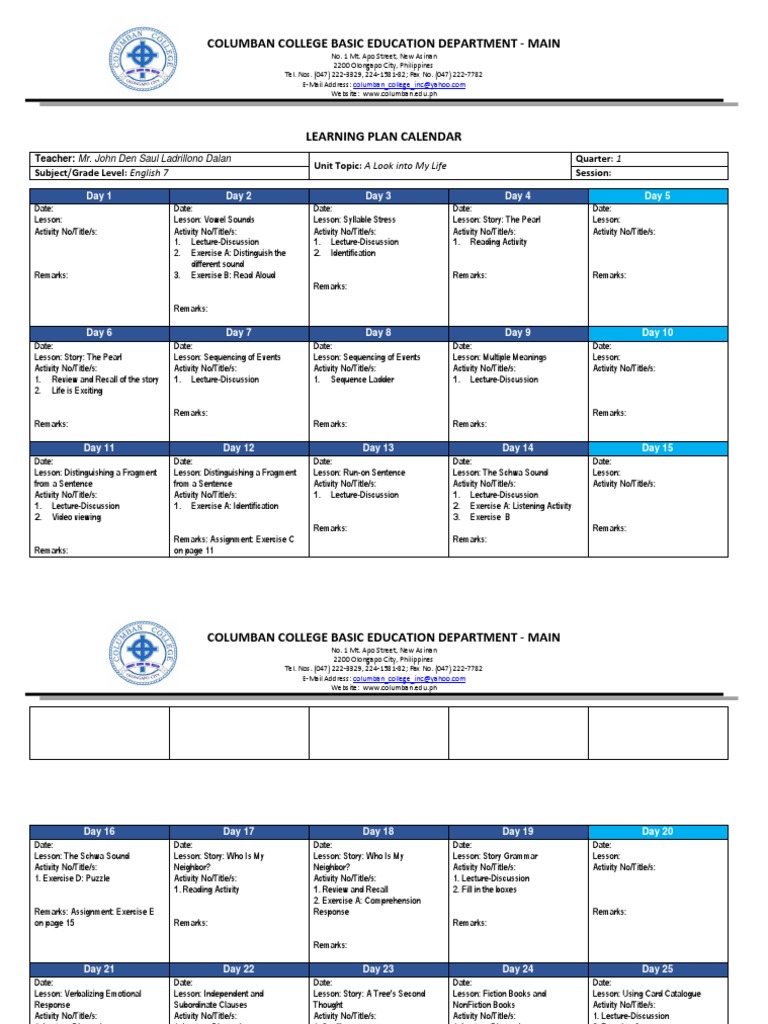 Columban College Basic Education Department - Main | PDF ...