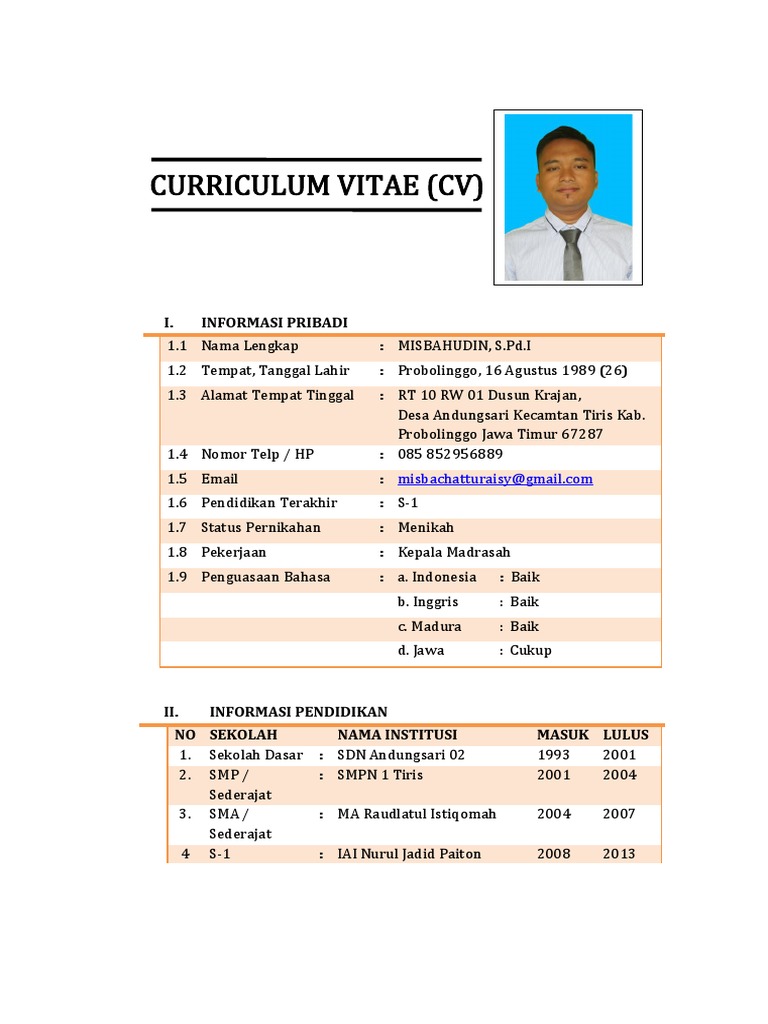 Contoh CV Untuk PLD | PDF