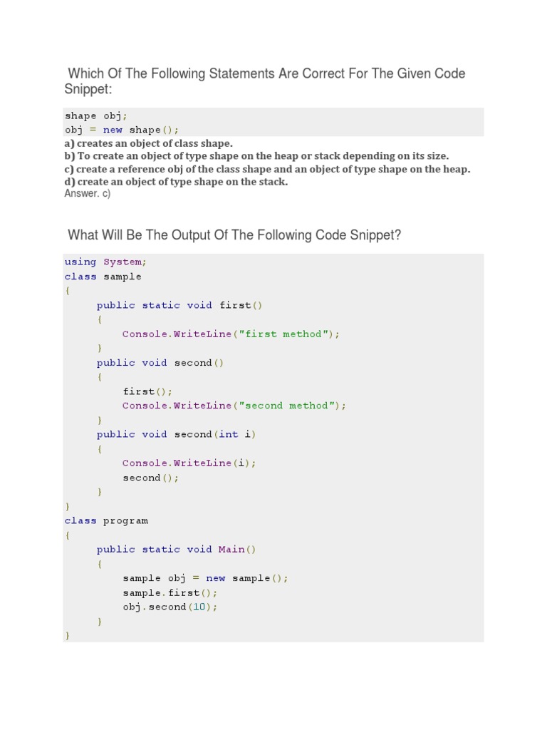 Freshers Questions Answers | PDF | C Sharp (Programming Language ...