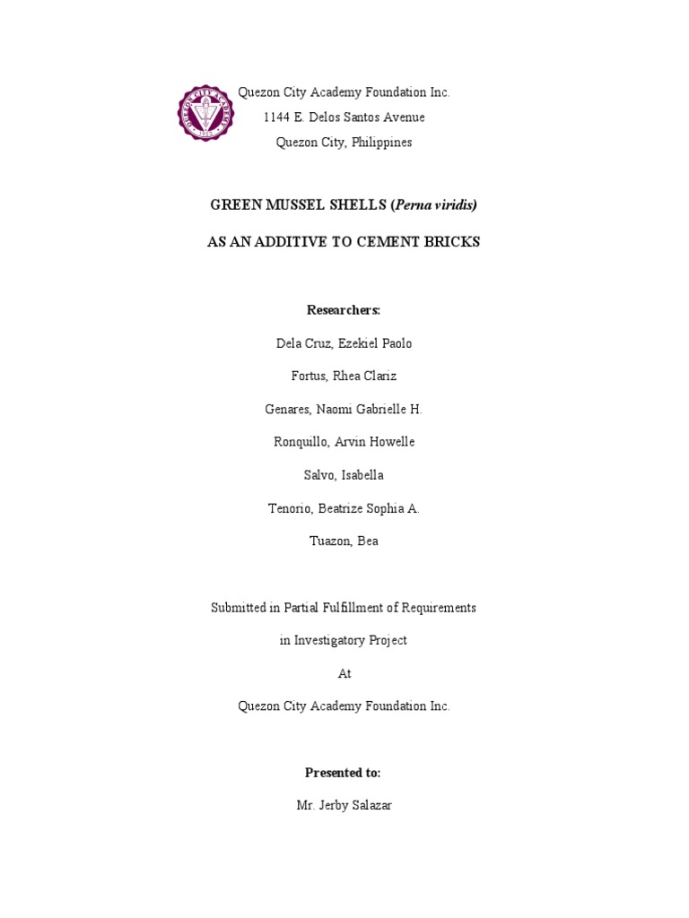 Green Mussel Shells as Cement Brick Additive | PDF | Concrete | Cement