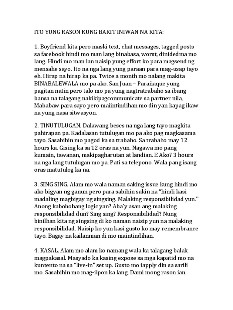 Ito Yung Rason Kung Bakit Iniwan Na Kita | PDF