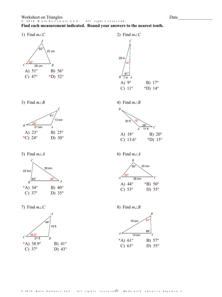Worksheet On Triangles | PDF