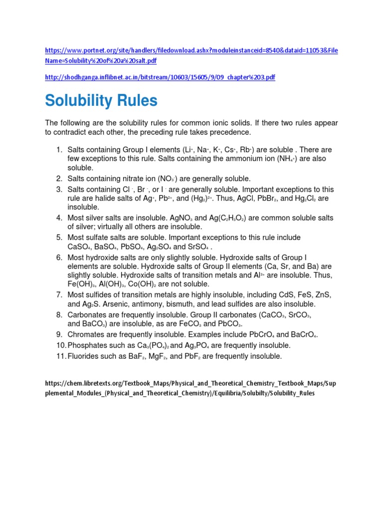 Solubility rule (Chemistry)