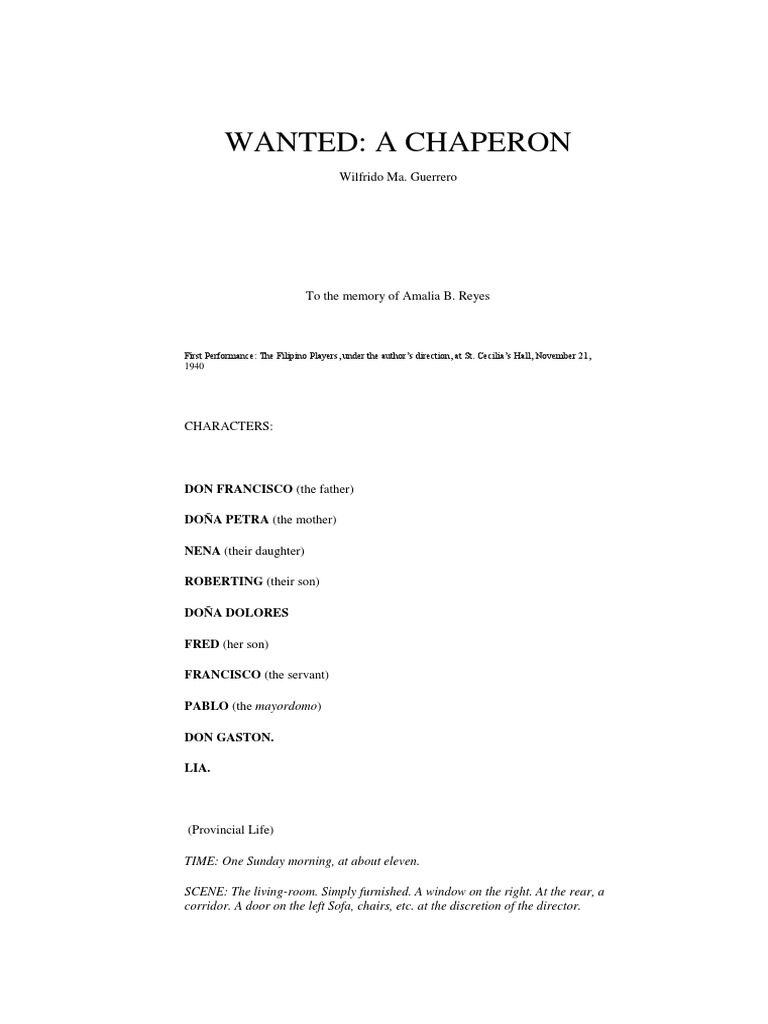 Wanted A Chaperon | PDF