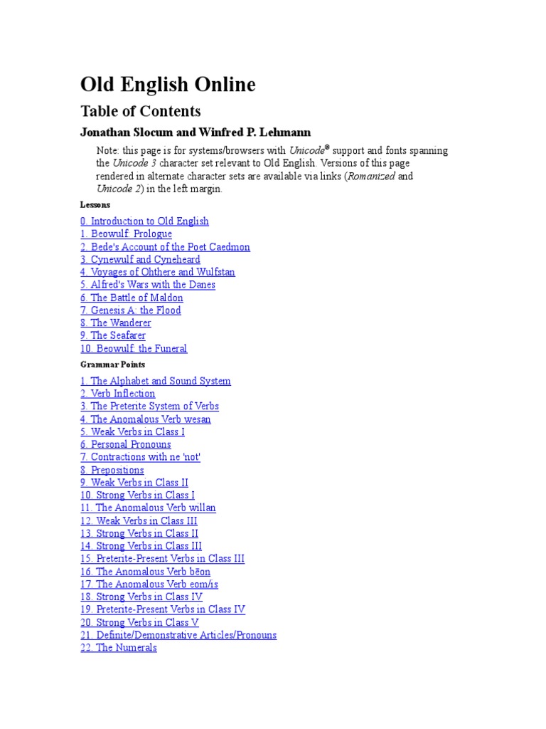 Old English Online | PDF | English Language | Grammatical Gender
