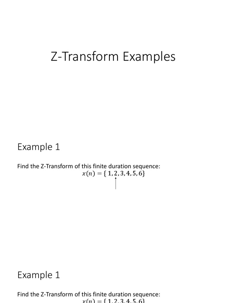 Z-Transform Calculation Examples | PDF | Teaching Mathematics ...