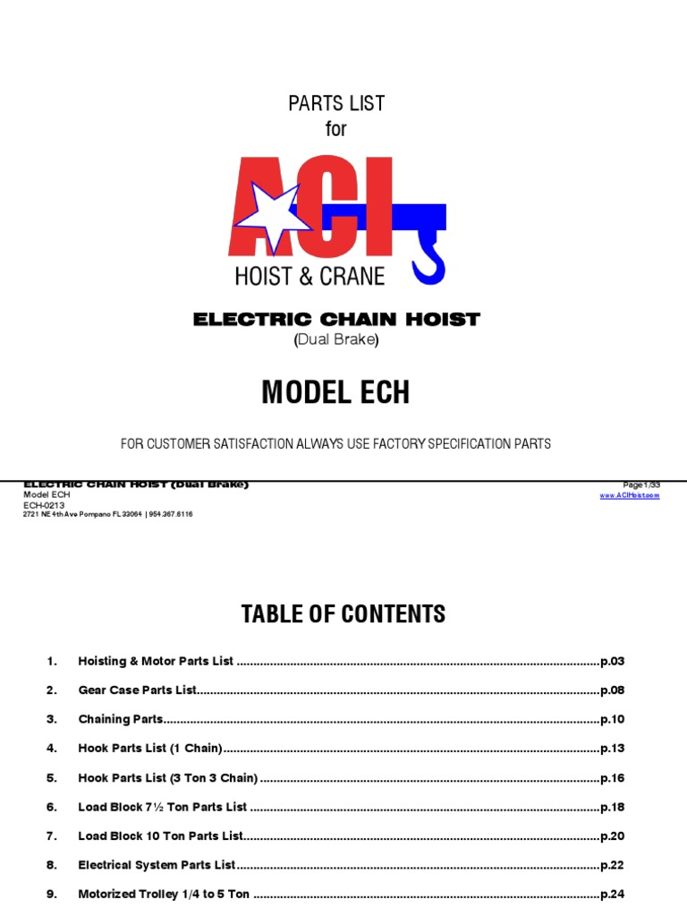 Model Ech: Parts List For | PDF | Machines | Mechanical Engineering