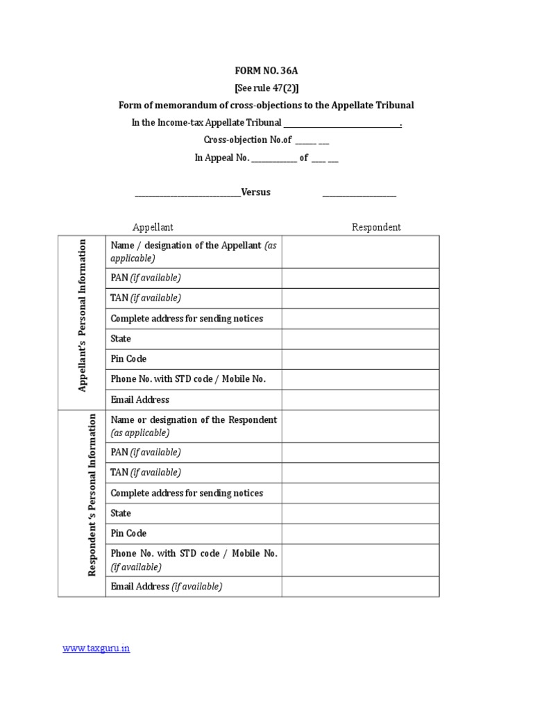 Form No. 36 ITAT | PDF | Taxes | Government Information