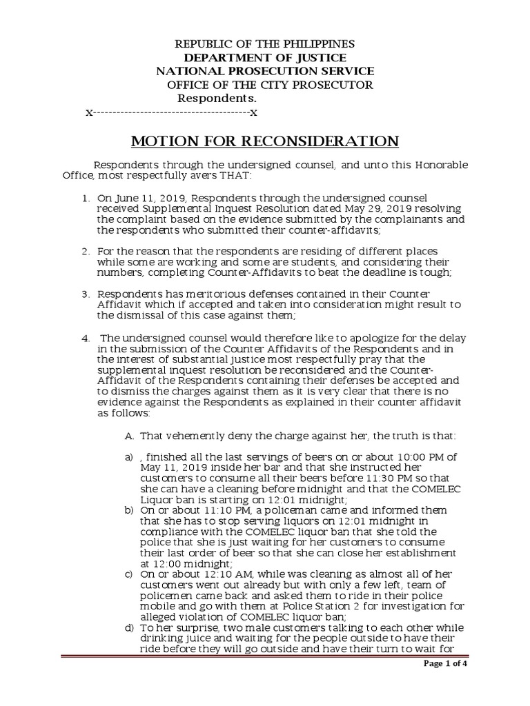 Motion To Admit Counter-Affidavit1 | PDF | Prosecutor | Misconduct