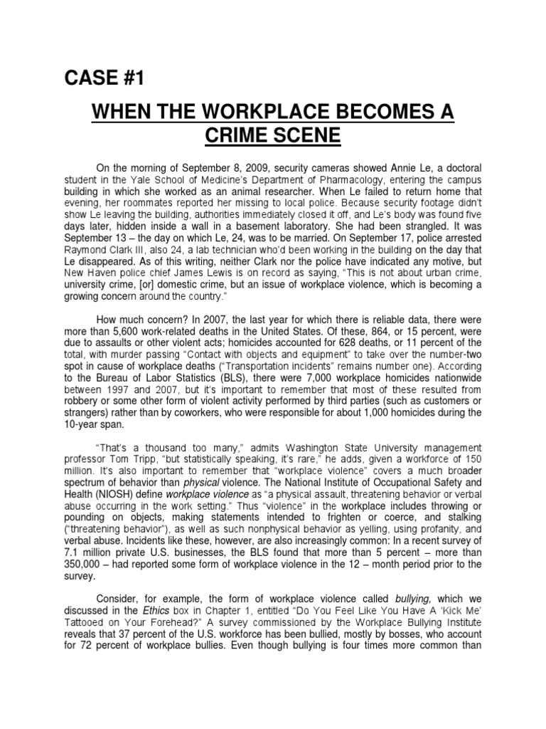 Case #1 When The Workplace Becomes A Crime Scene | PDF | Incentive ...