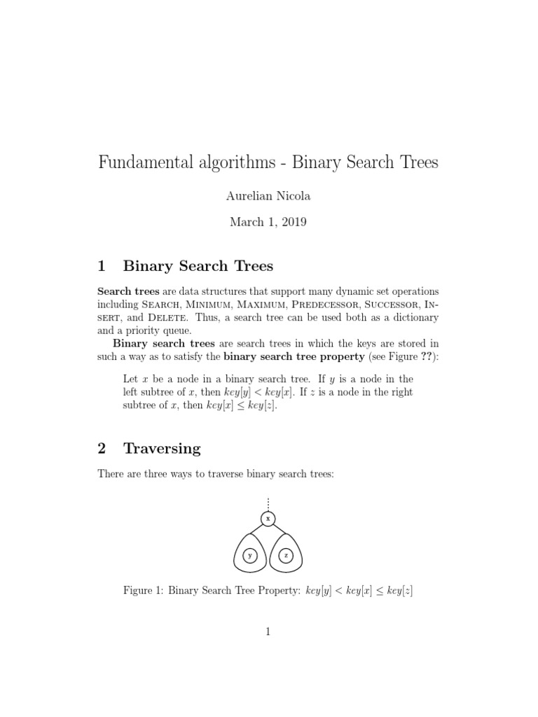 Fundamental Algorithms - Binary Search Trees | PDF | Mathematical ...