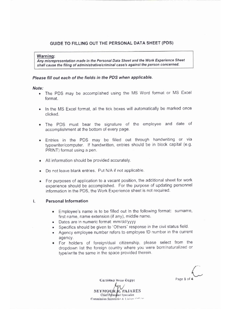 Guidelines On Answering PDS | PDF