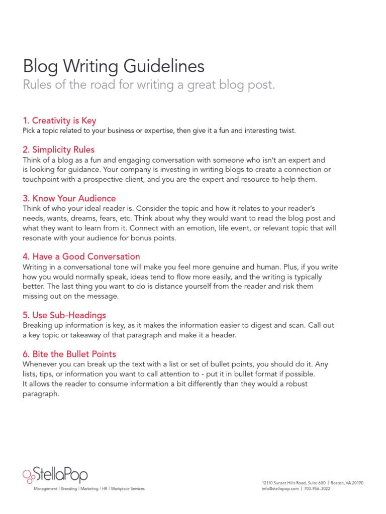 StellaPop Blog Writing Guide | PDF | Expert | Blog