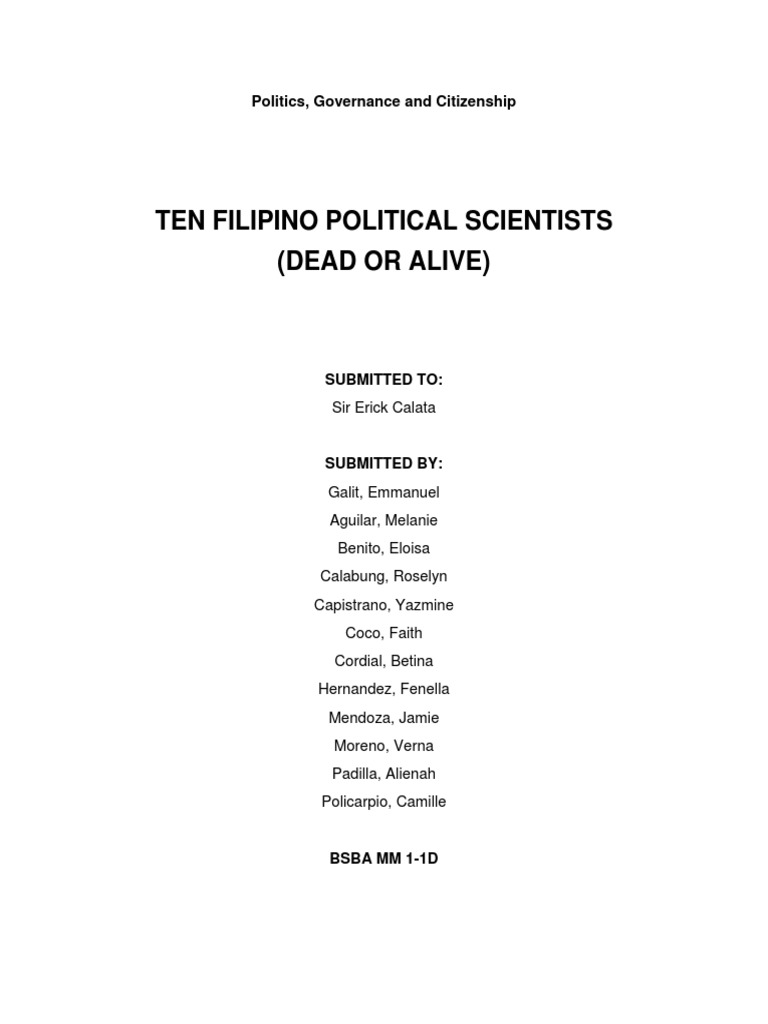 Notable Filipino Political Scientists | PDF | Academia