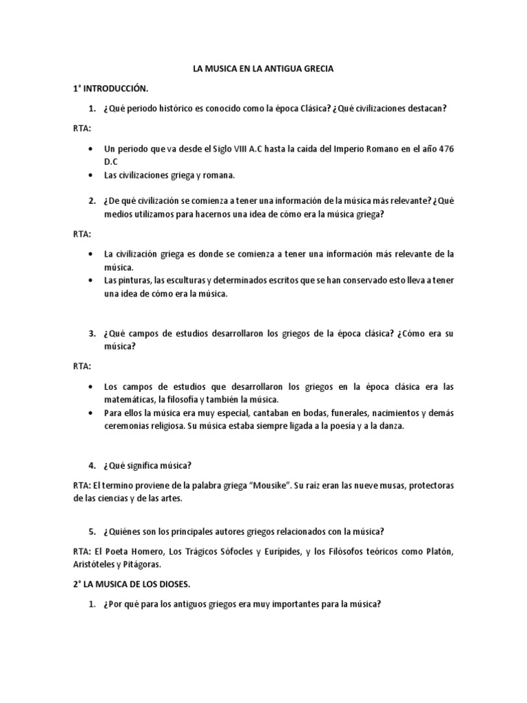 Taller La Música en La Antigua Grecia | PDF | Orfeo | Antigua Grecia