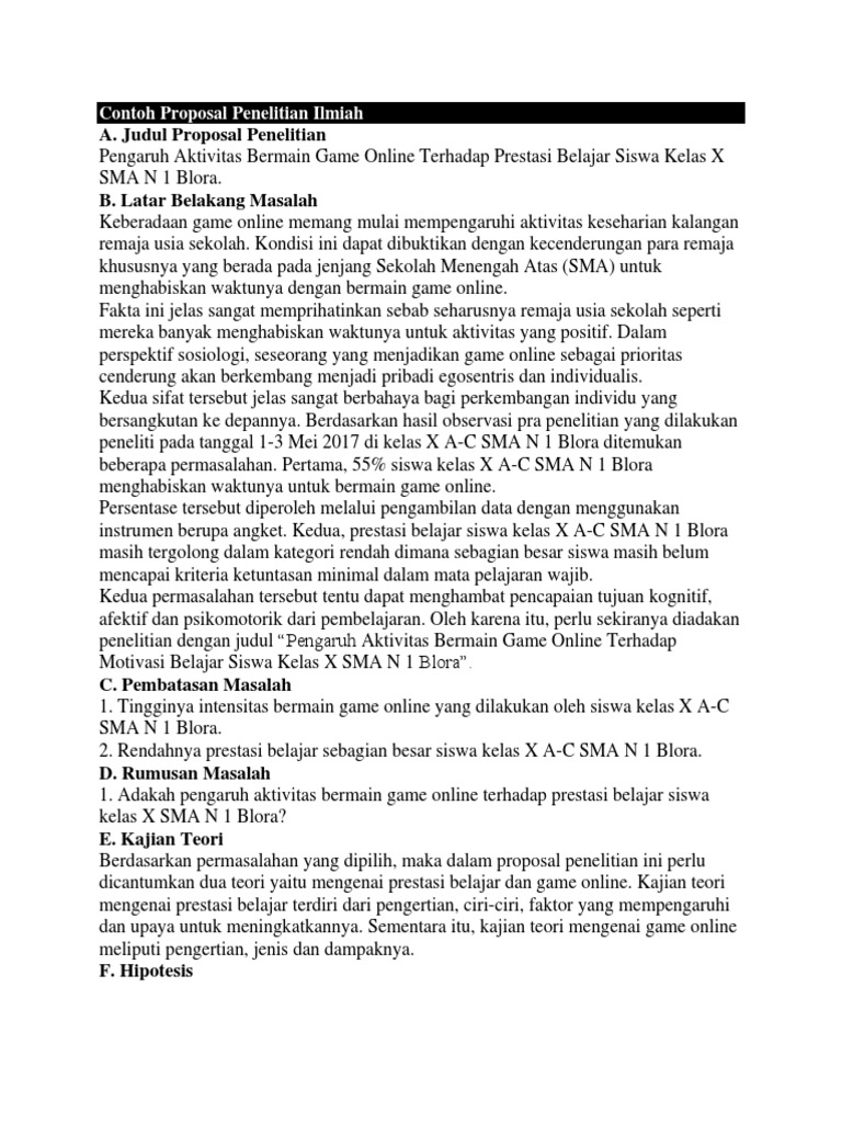 Contoh Proposal Penelitian Ilmiah | PDF