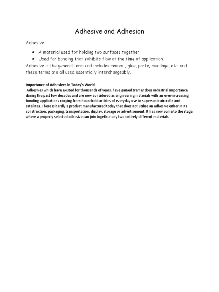 Adhesive and Adhesion | PDF