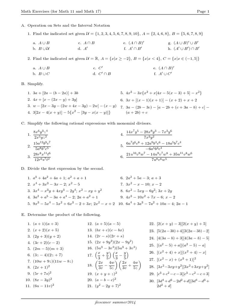 Reviewer COLLEGE ENTRANCE EXAM | PDF | Quadratic Equation | Equations