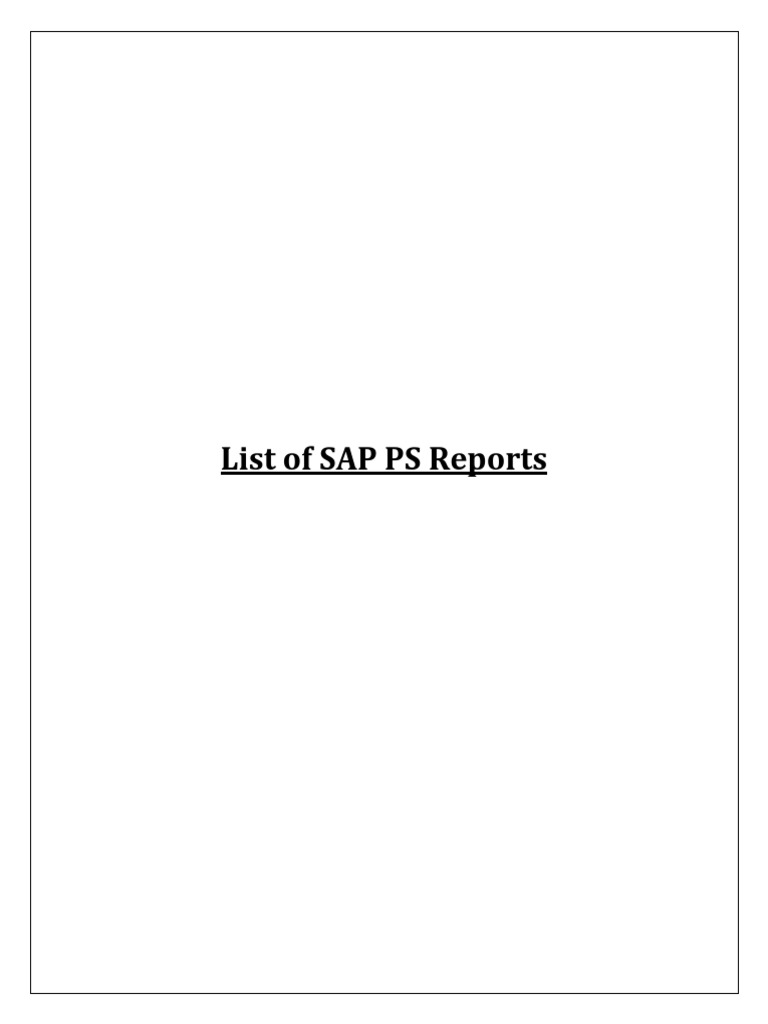 List of SAP PS Reports | PDF