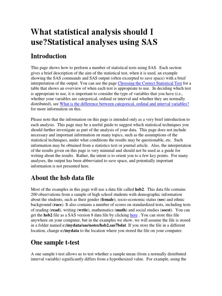 What Statistical Analysis Should I Use | PDF | Logistic Regression ...