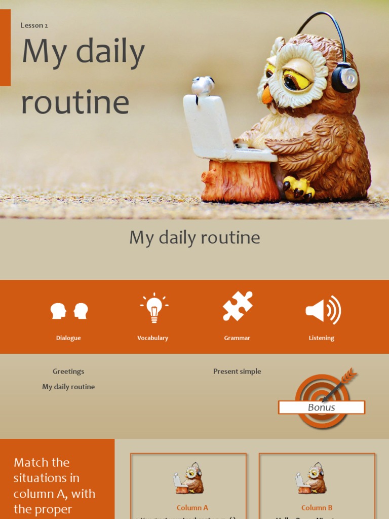 Lesson 2: My Daily Routine Dialogue and Grammar | PDF | Subject ...
