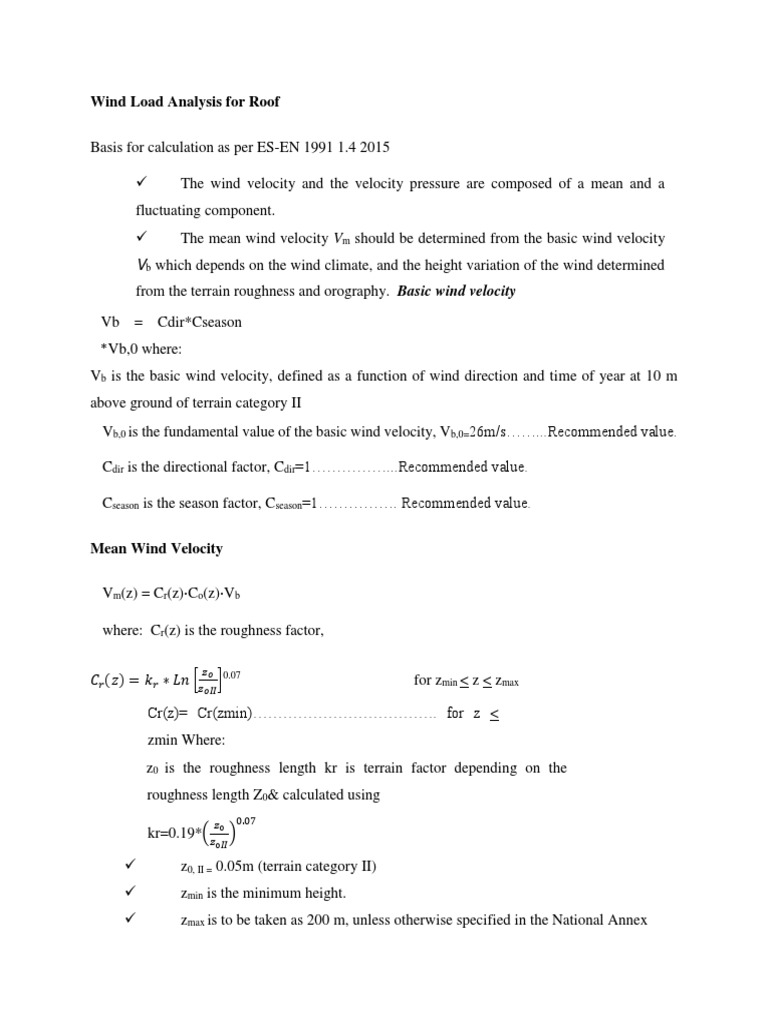 Wind Load Analysis For Roof | PDF | Sea Level | Pressure