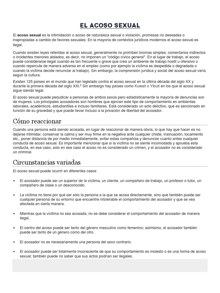El Acoso Sexual | Descargar gratis PDF | Acoso sexual | Justicia
