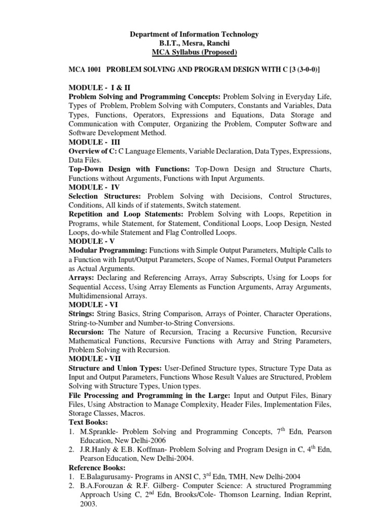 MCA Syllabus | PDF | Parsing | Normal Distribution