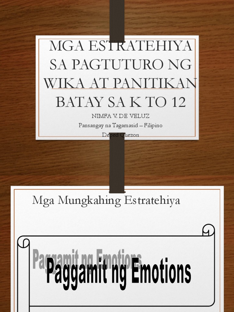Mga Estratehiya Sa Pagtuturo NG Filipino (K-12) | PDF