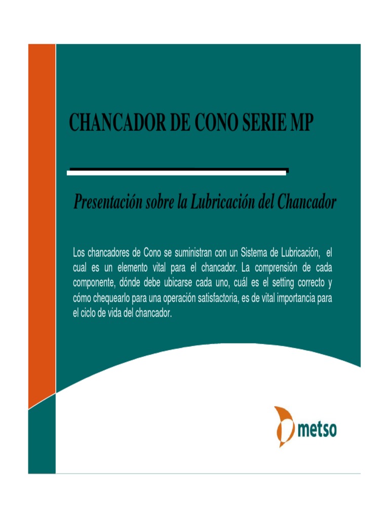 Lubricación del Chancador Metso MP1000 | PDF | Tanques | Bomba